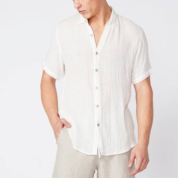 Shirts | Merlino Street Cream Linen Short Sleeve Button Up Shirt | Poshmark